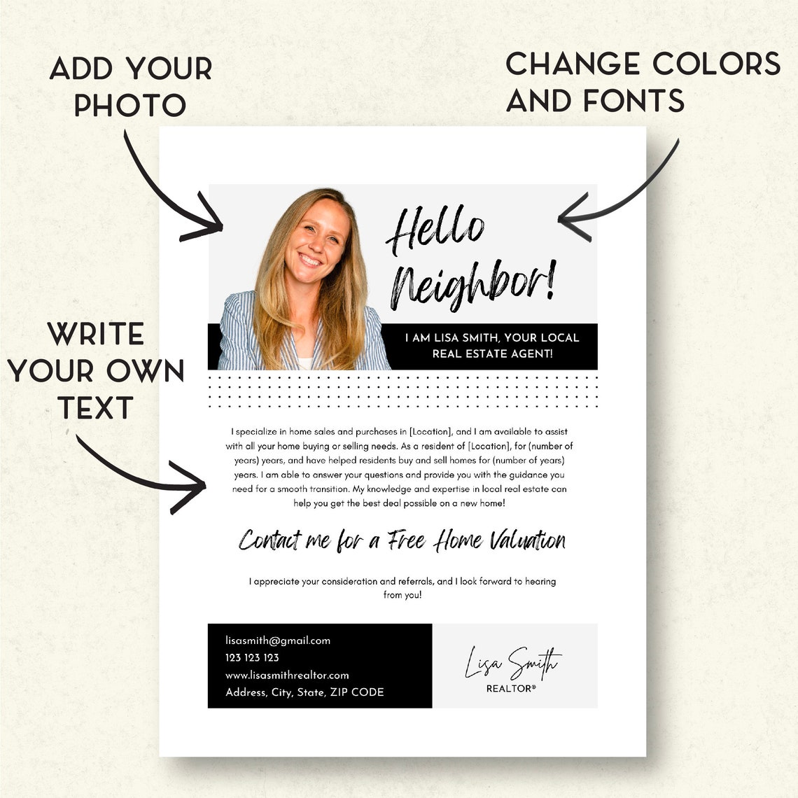 Agent Introduction Letter, Real Estate Farming Letter, Hello Neighbor ...