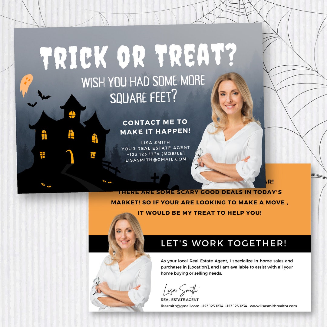 Halloween Real Estate Postcard, Real Estate Agent October Farming Card ...