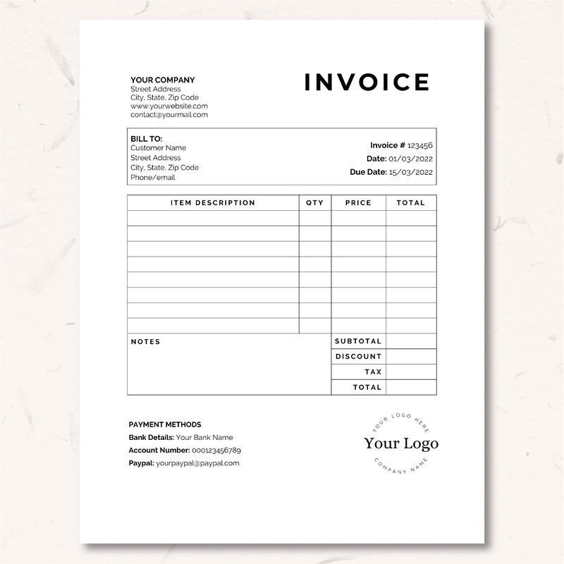 Billing Quote Template - Etsy UK