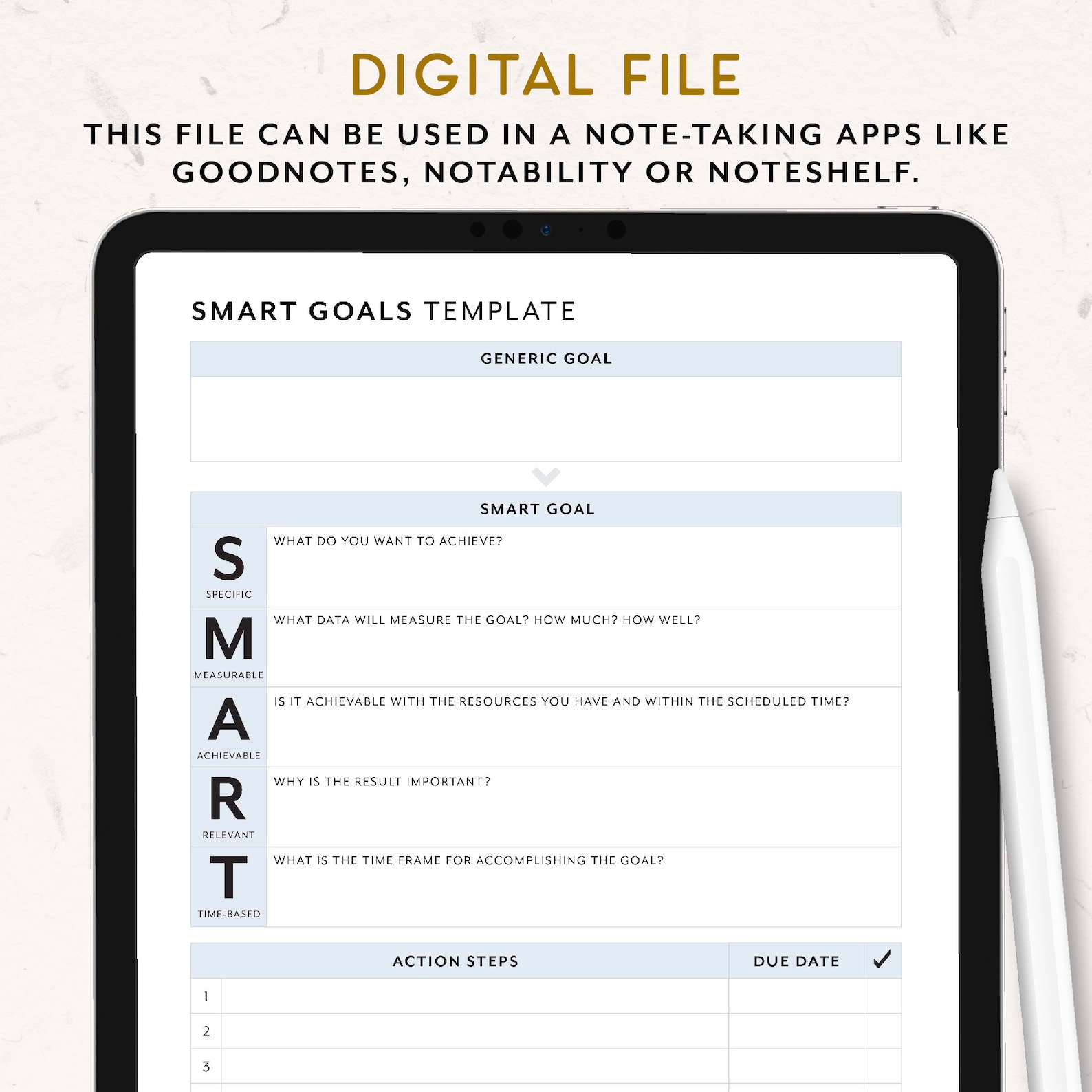 SMART Goals Template Goal Setting Printable Goal Planning - Etsy