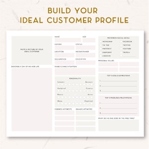 Ideal Customer, Target Audience Template, Customer Profile Worksheet ...