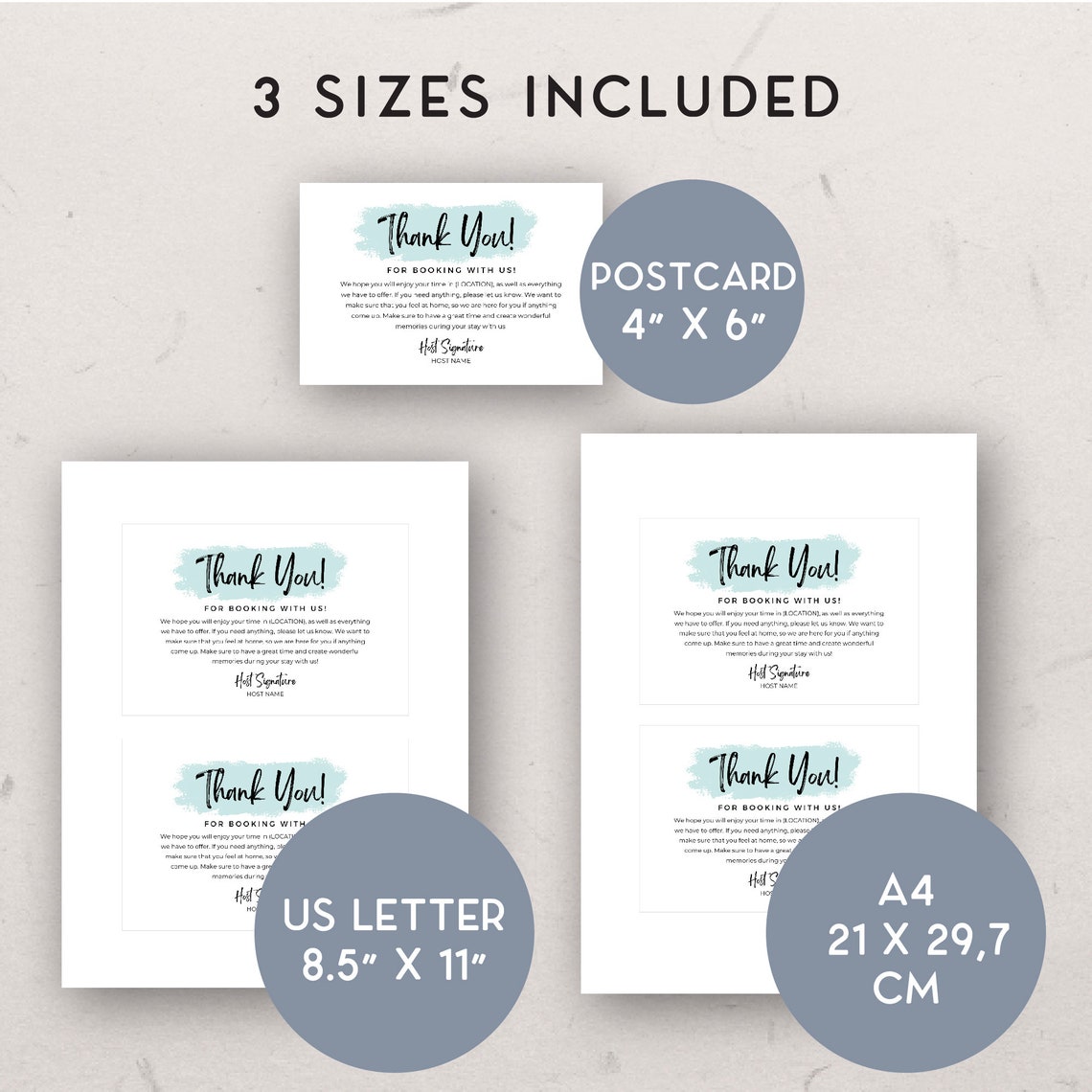 Vacation Rental Welcome Card, Vacation Rental Thank You Card Template ...