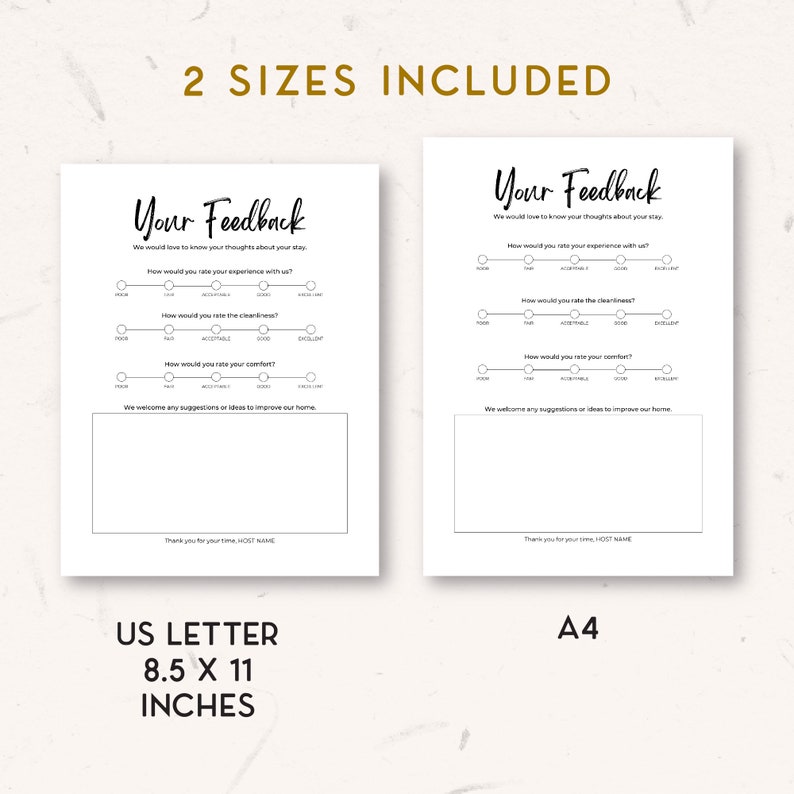 Vacation Rental Feedback Form, Feedback Template, Review Template ...