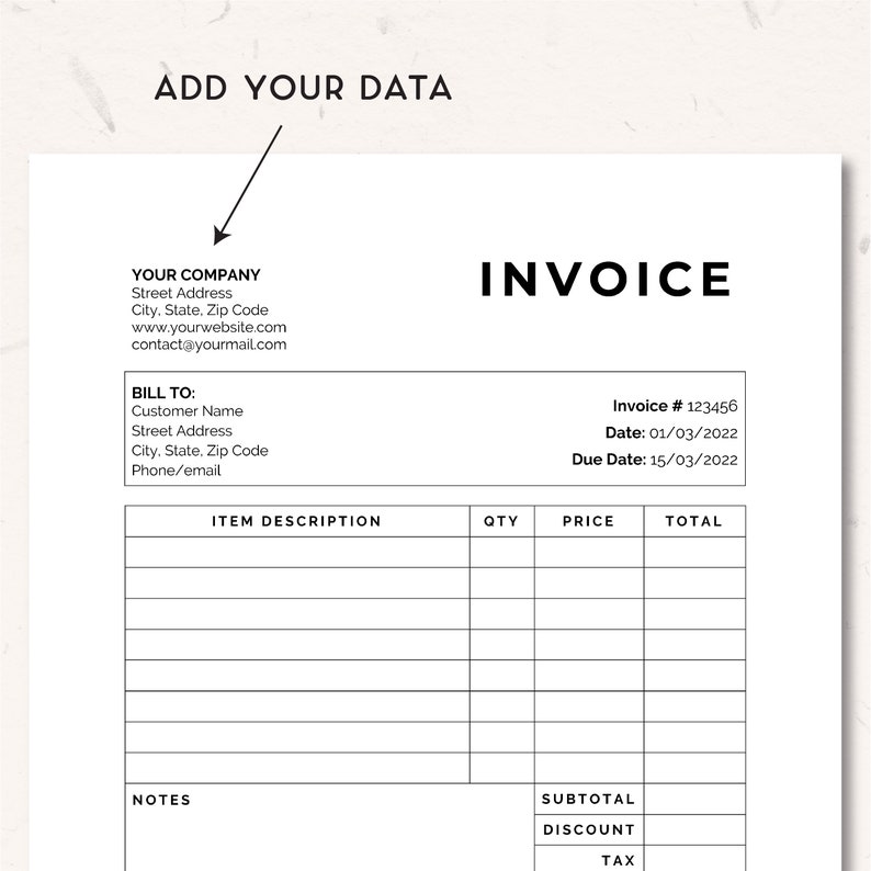 Minimalist Invoice Template Word, Small Business Invoice Editable ...
