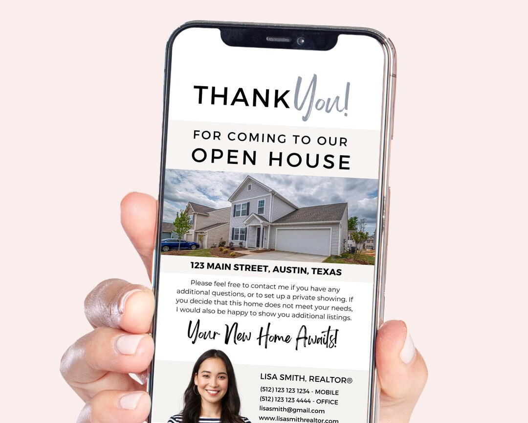 Open House Thank You Text, Textable Real Estate Thank You Card, Real ...
