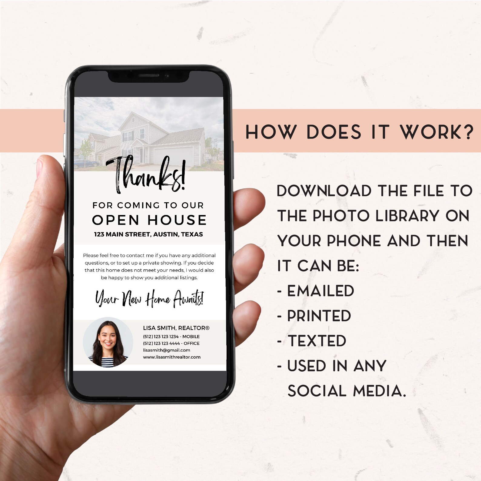 Digital Thank You Card, Open House Thank You Text, Textable Real Estate ...