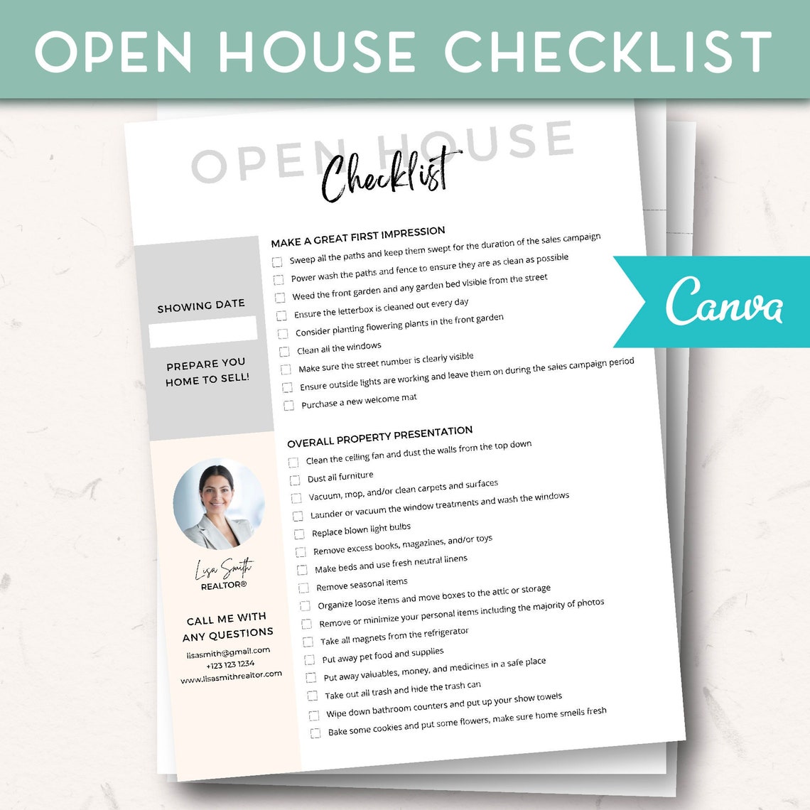 Real Estate Open House Checklist Home Seller Checklist Real - Etsy