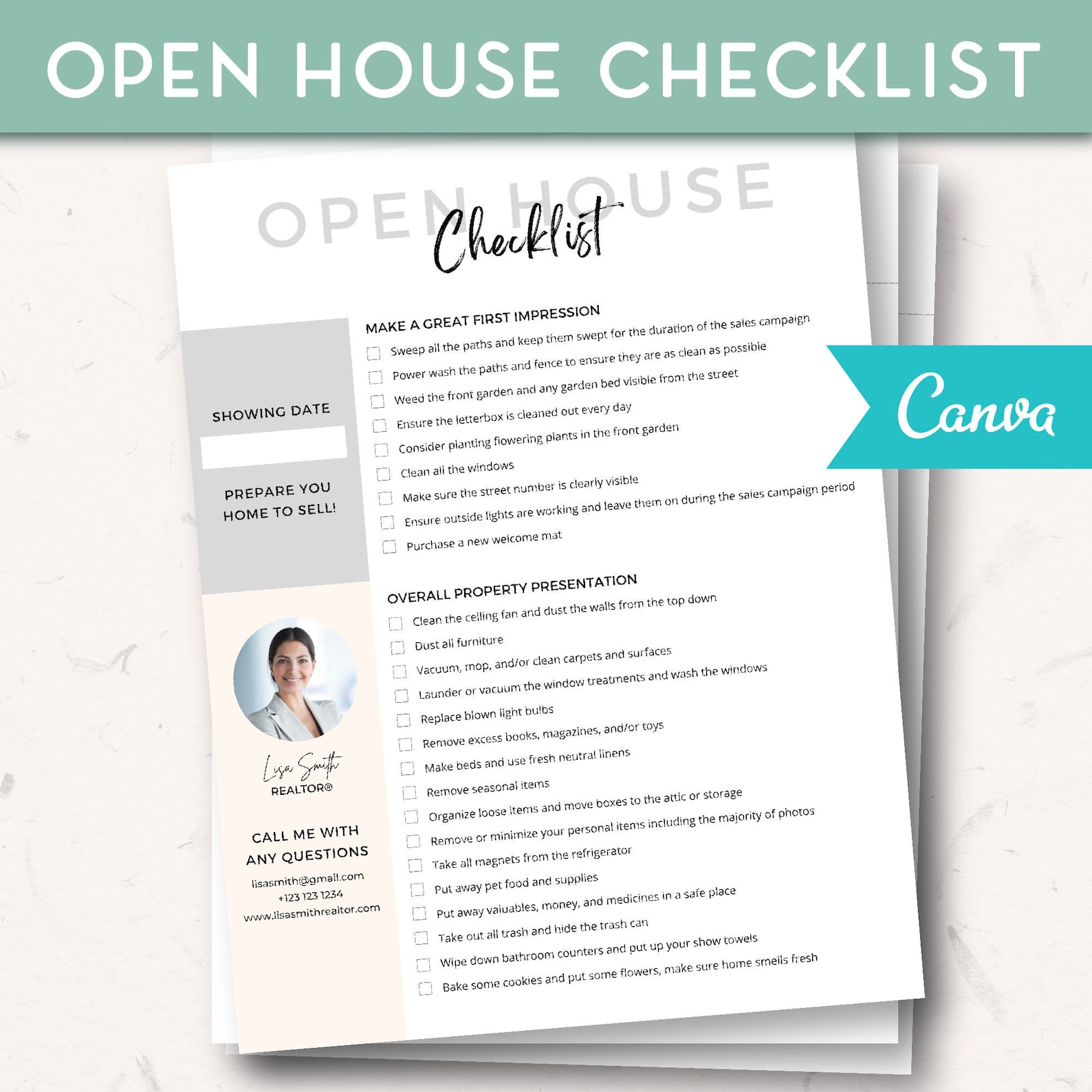 Real Estate Open House Checklist Home Seller Checklist Real - Etsy