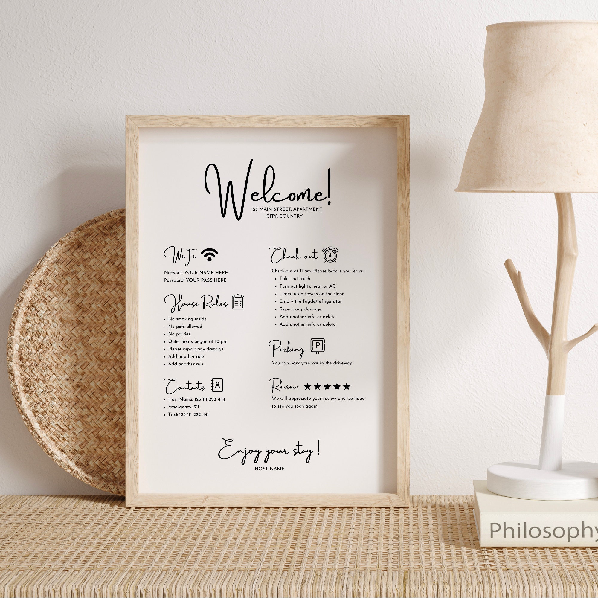 Vacation Rental Welcome Sign Template, Vacation Rental House Rules ...