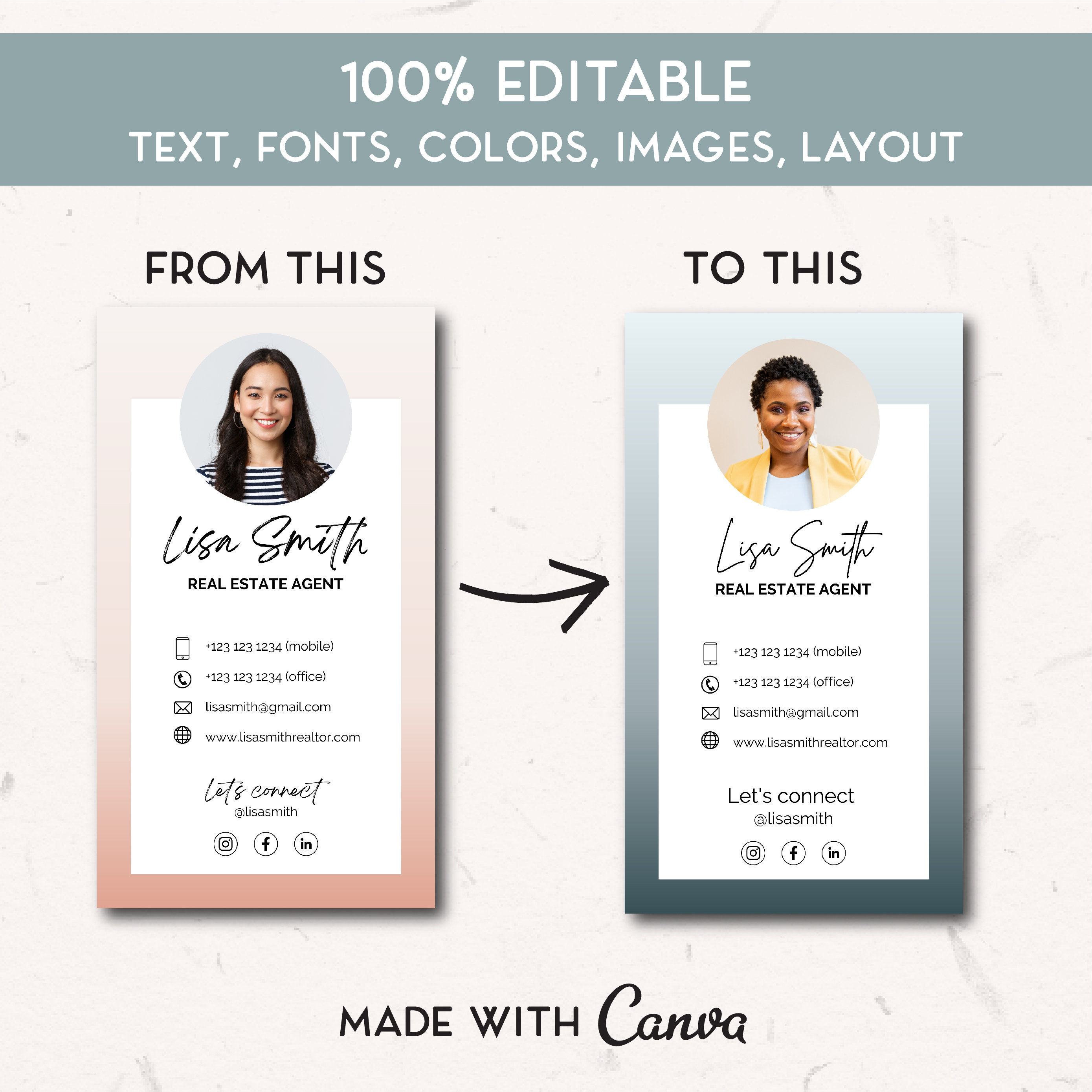 Digital Business Card Template , Digital Business Card for Text ...