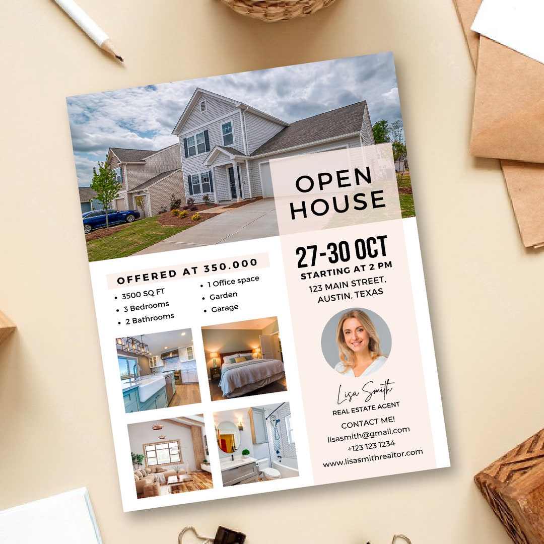 Open House Flyer Template, Just Listed in Your Neighbor, Real Estate ...