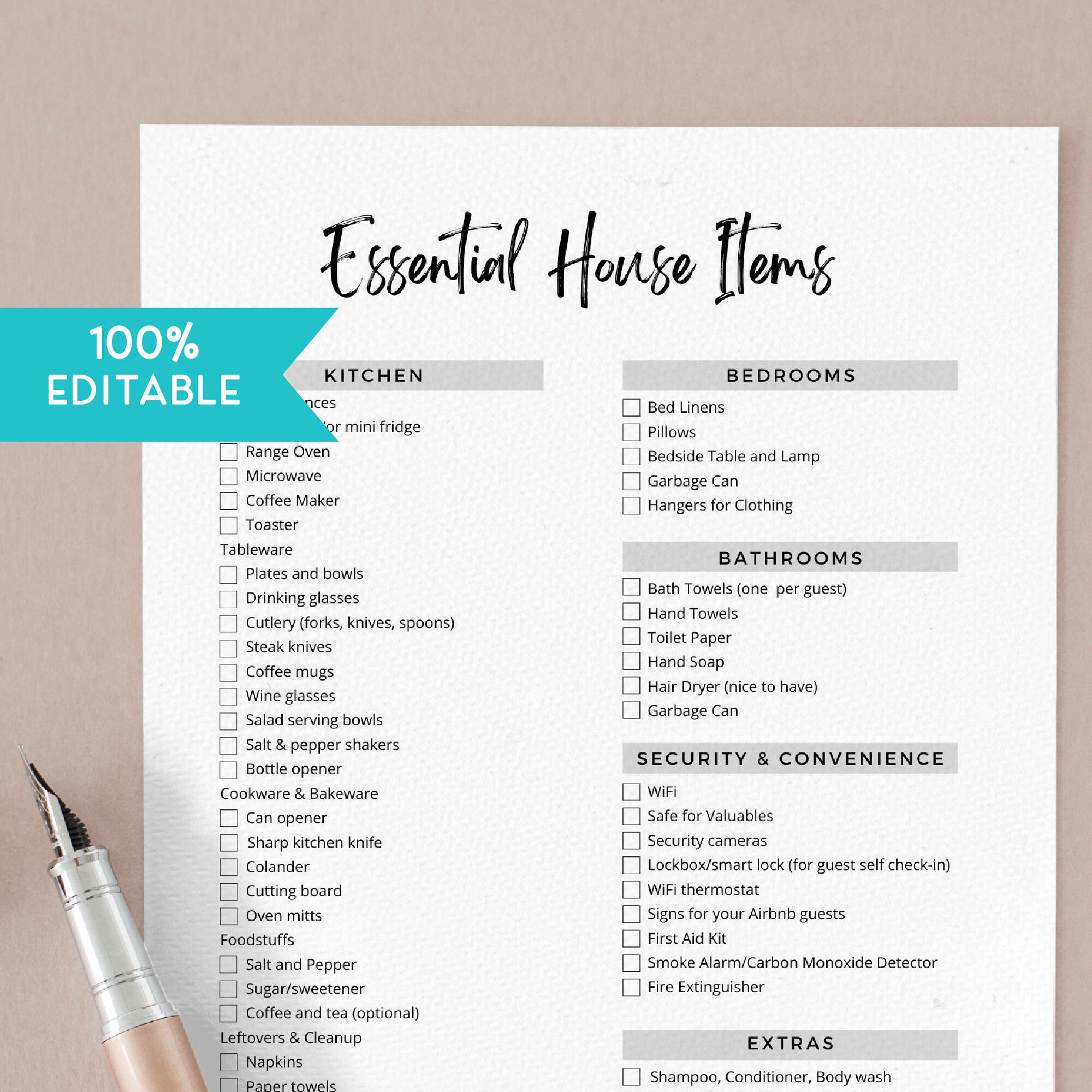 Vacation Rental Inventory Checklist, Essentials House Items ...