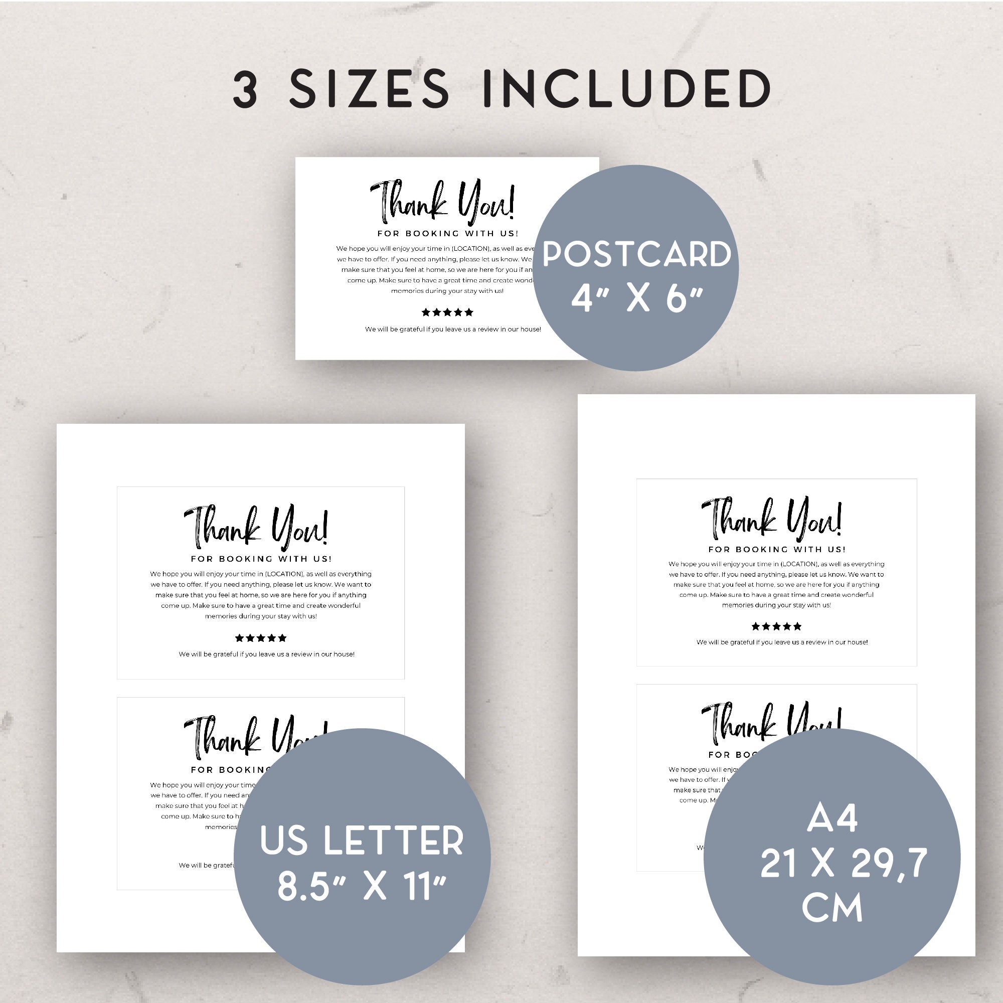 Vacation Rental Thank You Card Template, Thank You Card for Guests ...