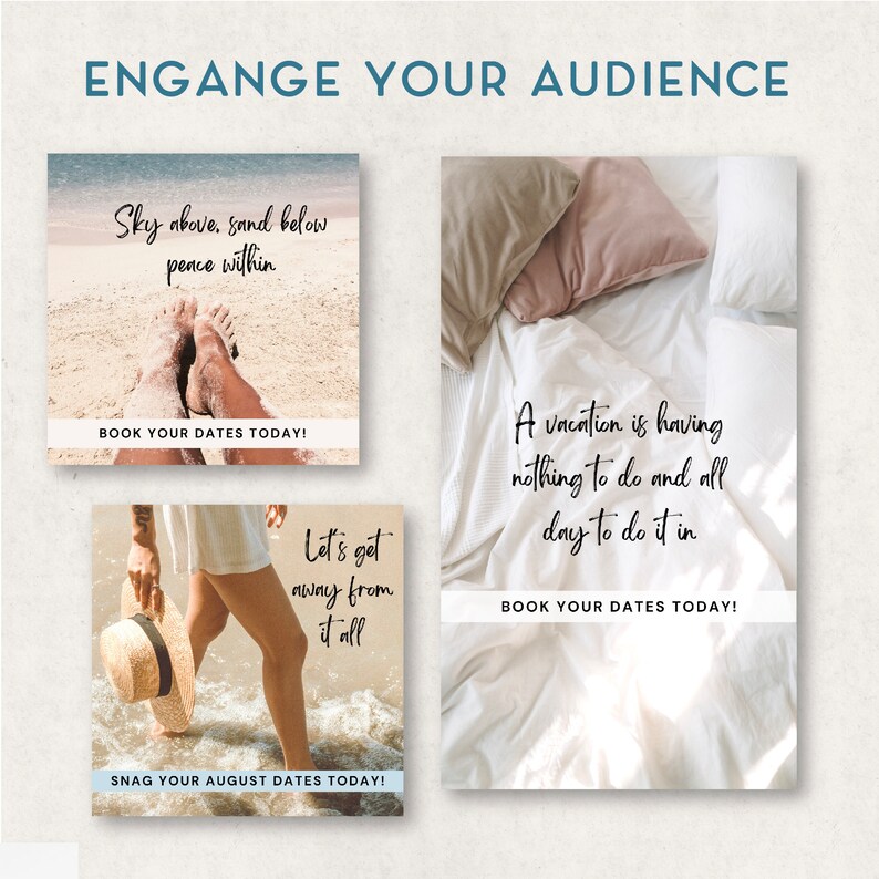 Vacation Rental Social Media Posts, Instagram Template Bundle Beach ...