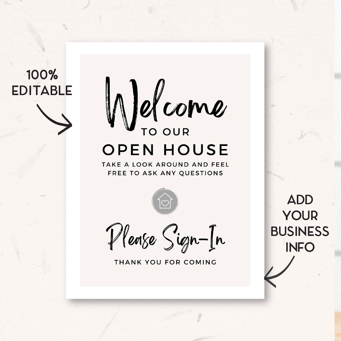 Open House Welcome Sign Printable, Real Estate Marketing, Open House ...
