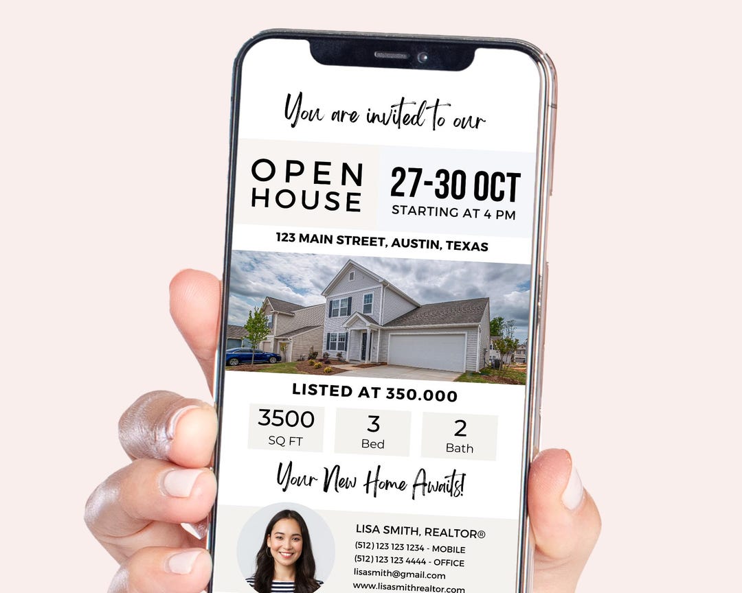 Open House Invitation Template, Textable Real Estate, Real Estate ...