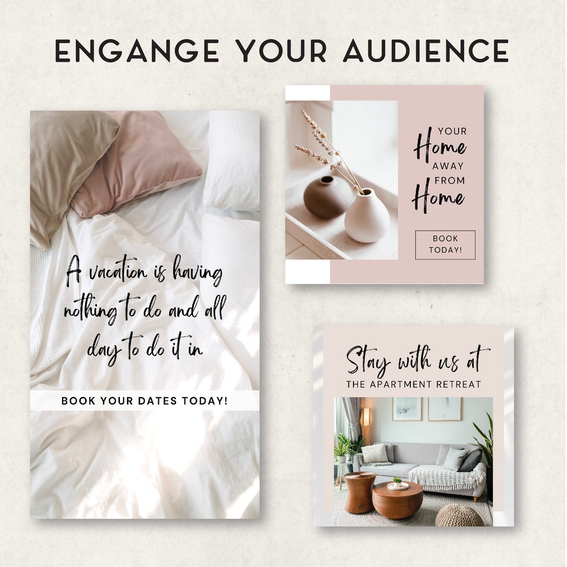Vacation Rental Social Media Posts Instagram Template Bundle - Etsy