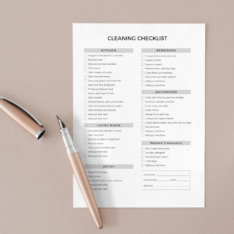 Vacation Rental Cleaning Checklist, Housekeeping Checklist, Cleaning ...