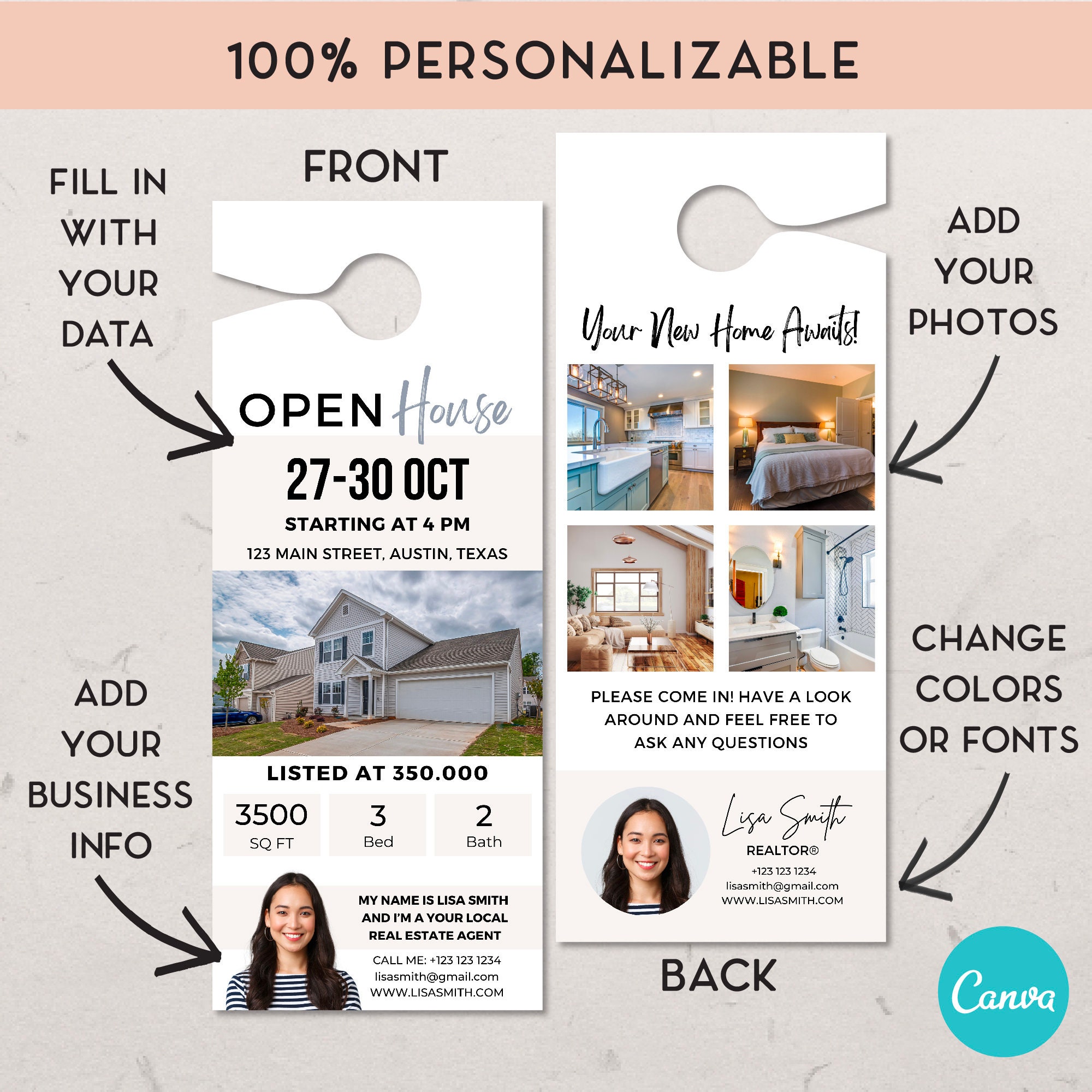 Open House Door Hanger, Real Estate Door Hanger for Neighbors, Real ...
