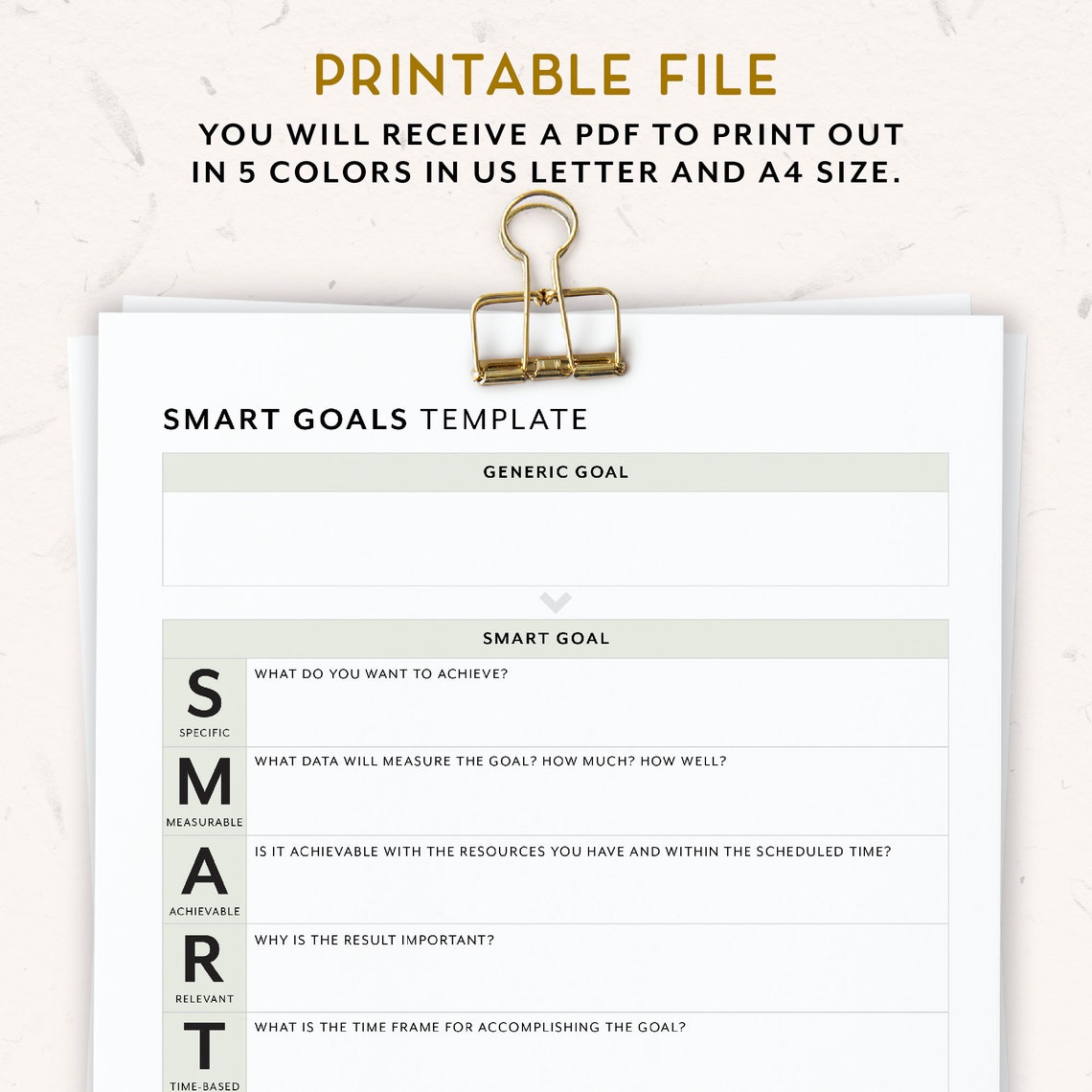 SMART Goals Template Goal Setting Printable Goal Planning - Etsy