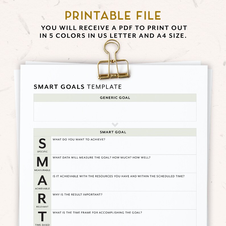 SMART Goals Template, Goal Setting Printable, Goal Planning Sheet ...