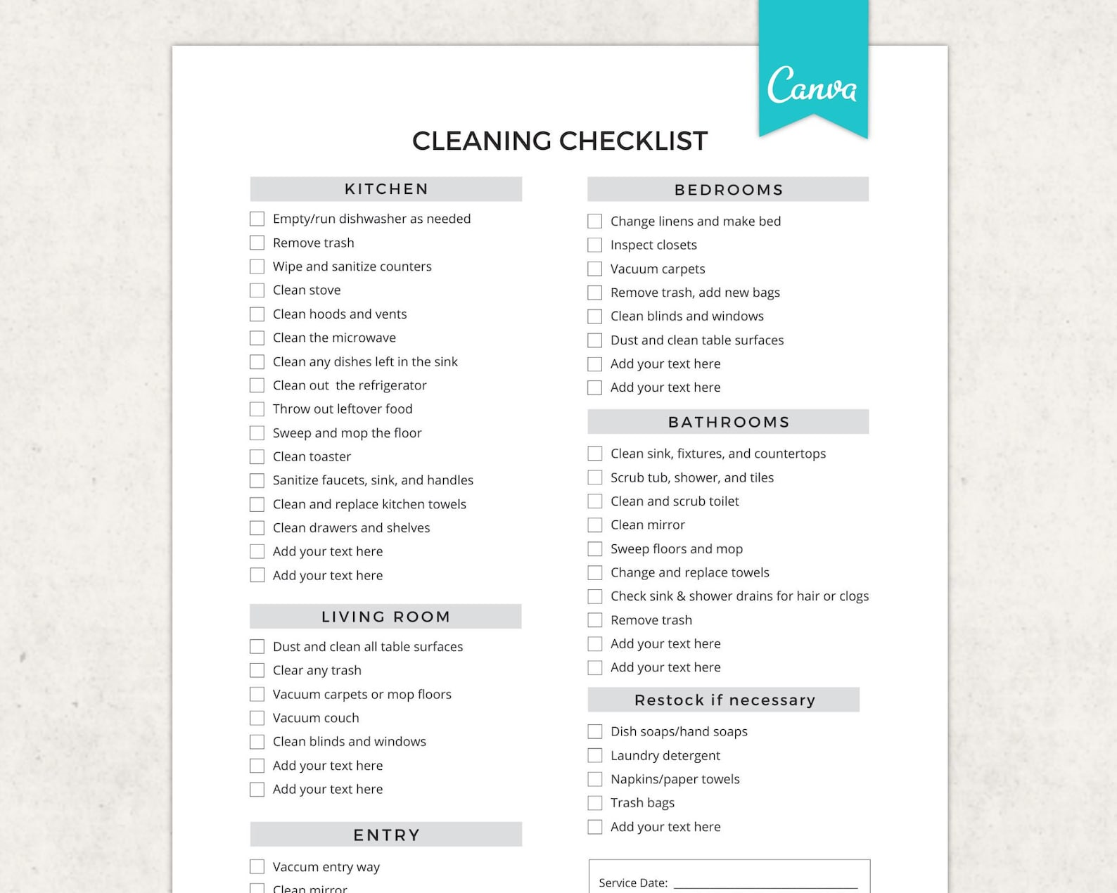 Vacation Rental Cleaning Checklist, Housekeeping Checklist, Cleaning ...
