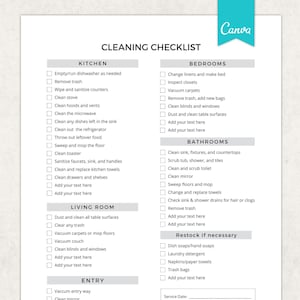 Vacation Rental Cleaning Checklist, Housekeeping Checklist, Cleaning ...