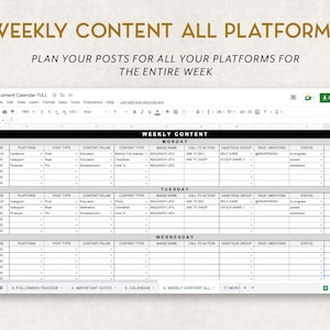 Content Planner Google Sheets, Social Media Calendar Template, Social ...