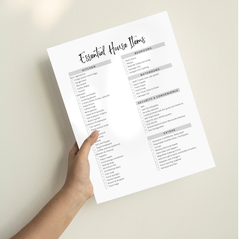 Vacation Rental Inventory Checklist, Essentials House Items ...