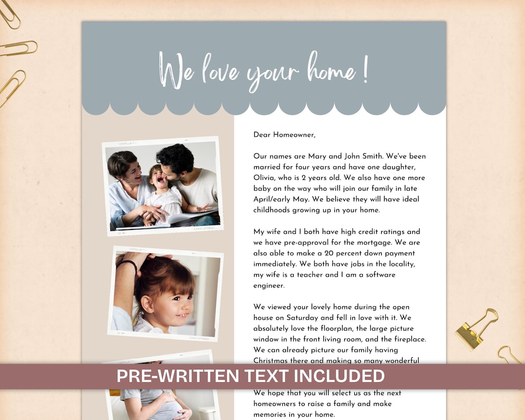 First Time Home Buyer, Home Offer Letter, Real Estate Proposal Template ...