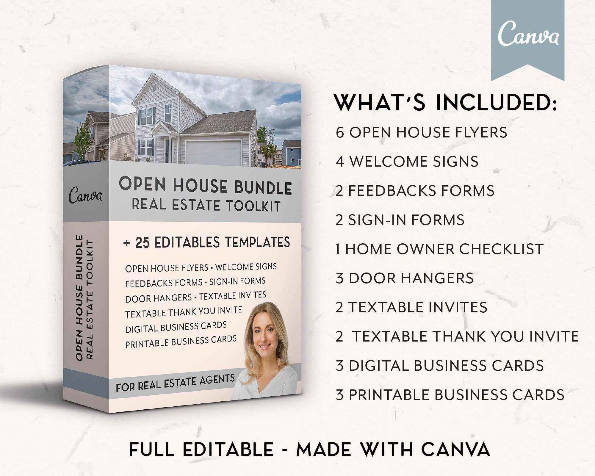 Open House Bundle, Real Estate Door Hanger, Open House Packet, Sign in ...