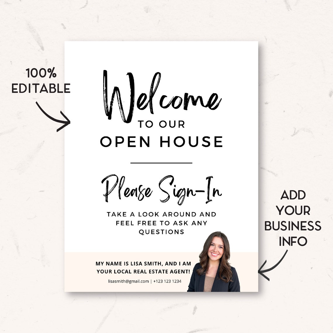 Open House Welcome Sign, Open House Sheet Printable, Real Estate ...