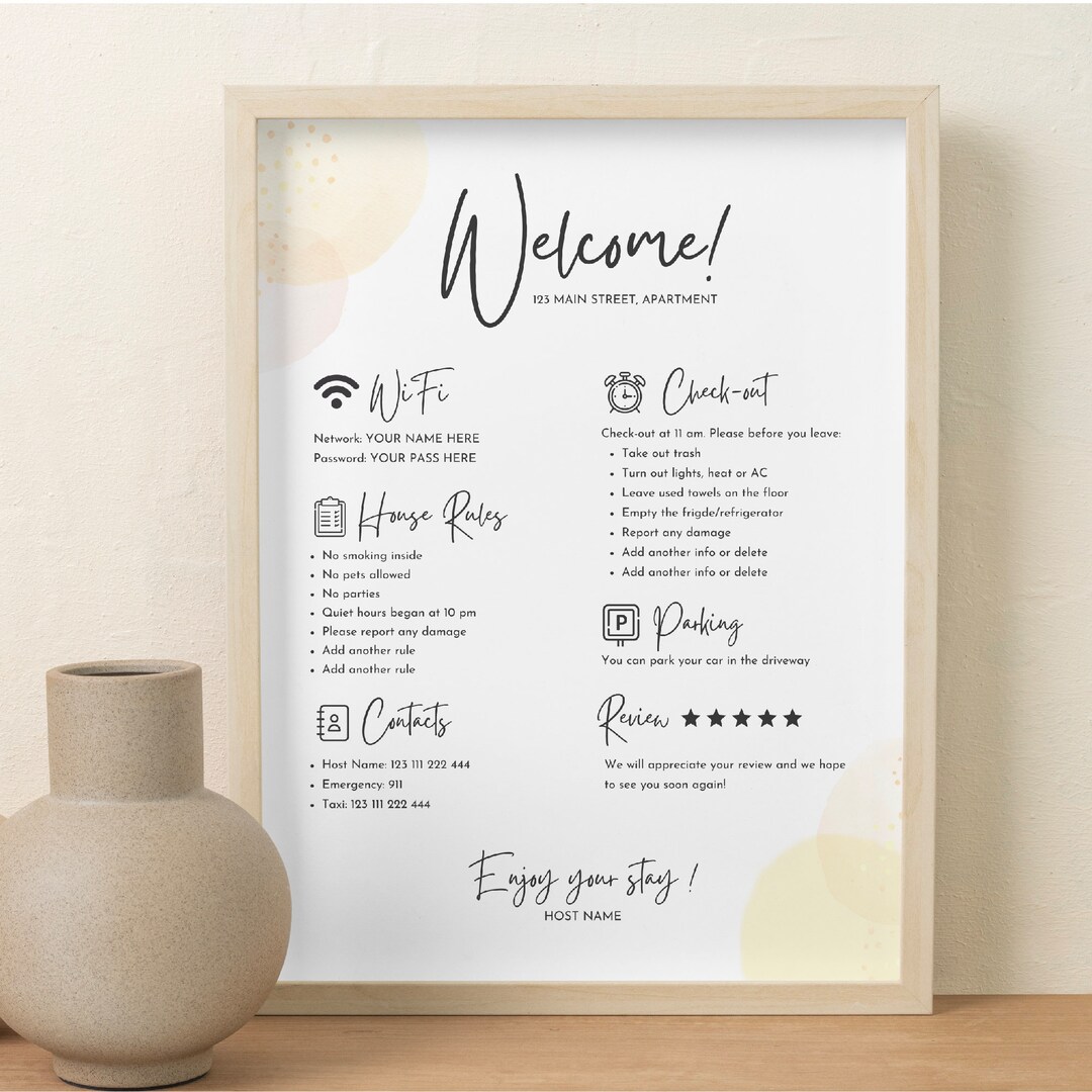 Vacation Rental Welcome Sign, House Rules Sign, Guests Welcome Sign ...