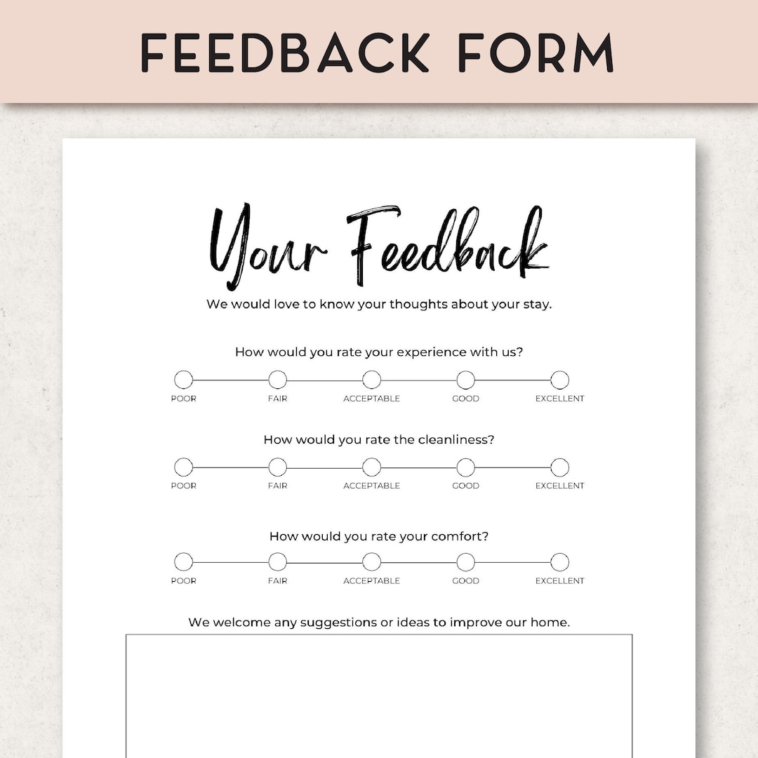 Vacation Rental Feedback Form, Feedback Template, Review Template ...