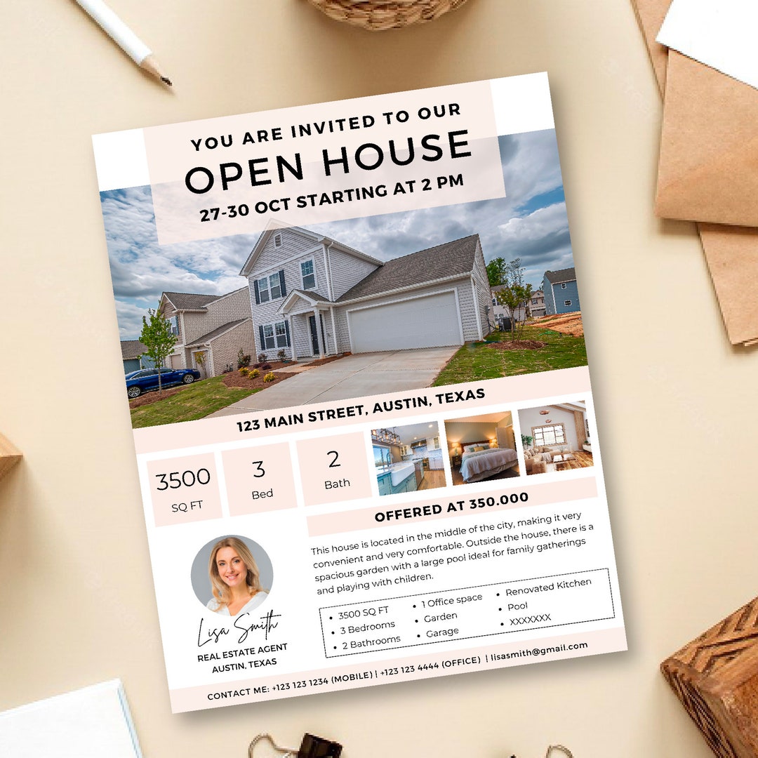 Open House Flyer Template for Real Estate Agent, Just Listed in Your ...