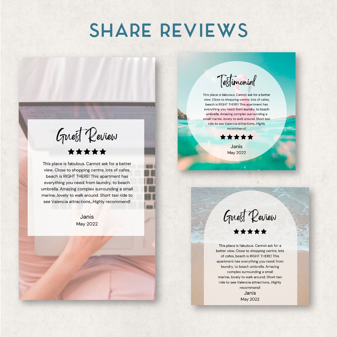Vacation Rental Social Media Posts, Instagram Template Bundle Beach ...