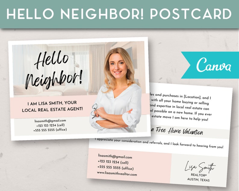 Hello Neighbor Postcard Real Estate Postcard Farming Realtor - Etsy