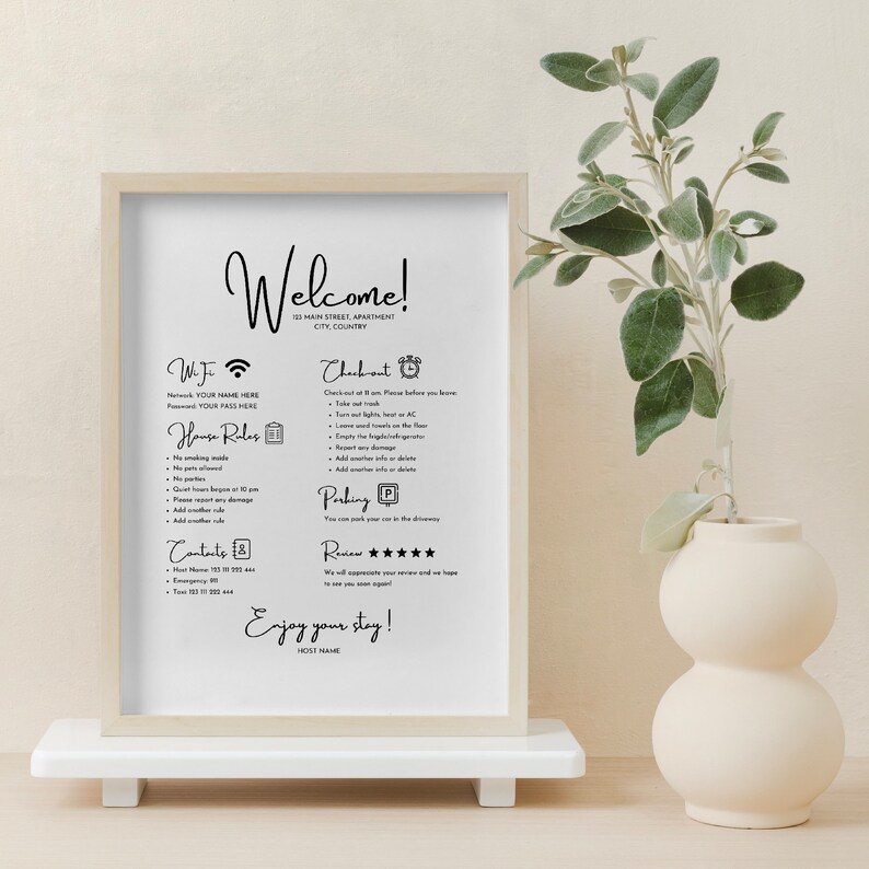 Vacation Rental Welcome Sign Template, Vacation Rental House Rules ...