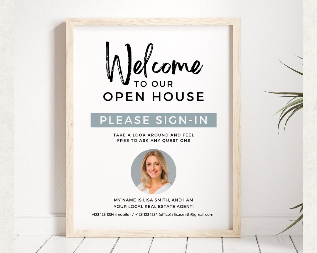 Open House Welcome Sign, Open House Supplies, Real Estate Marketing ...