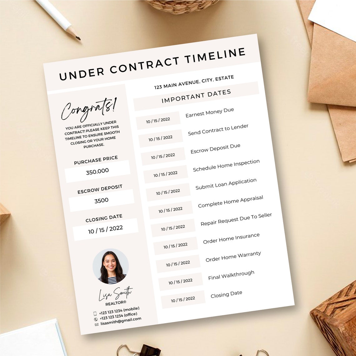 Under Contract Timeline, Under Contract Template Real Estate, Real ...