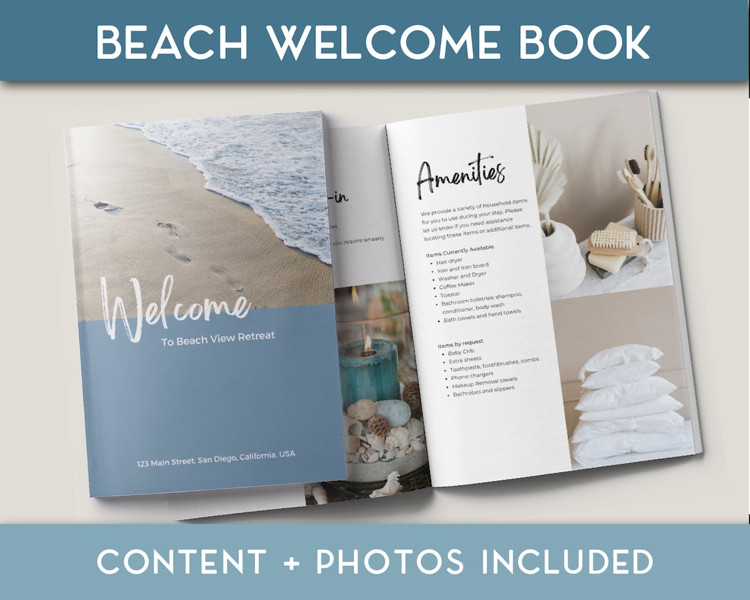 Vacation Rental Welcome Book Template Beach, Short Term Rental Guide ...
