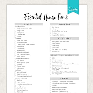 Vacation Rental Inventory Checklist, Essentials House Items ...