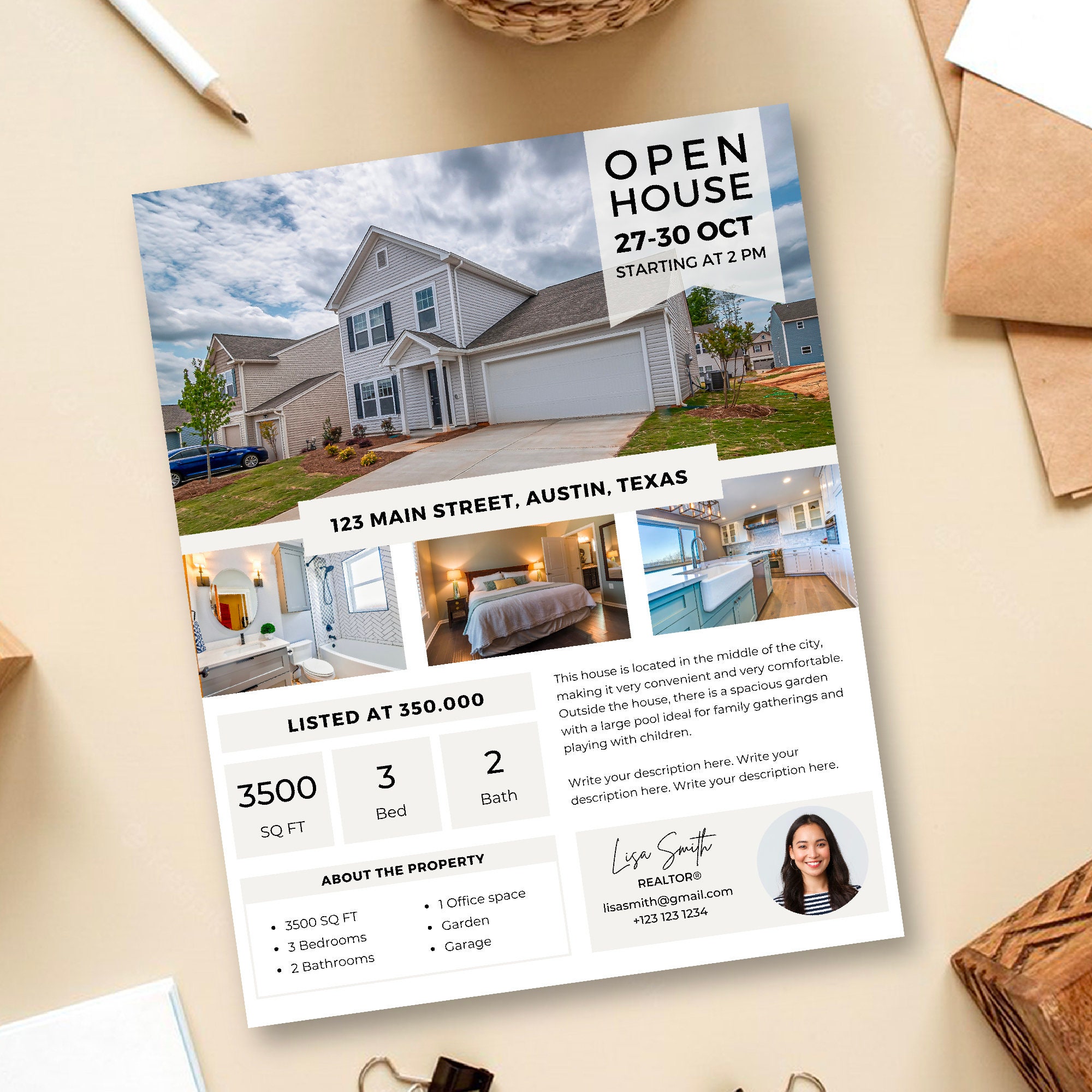 Open House Flyer Template, Broker Open House Flyer, Real Estate Just ...