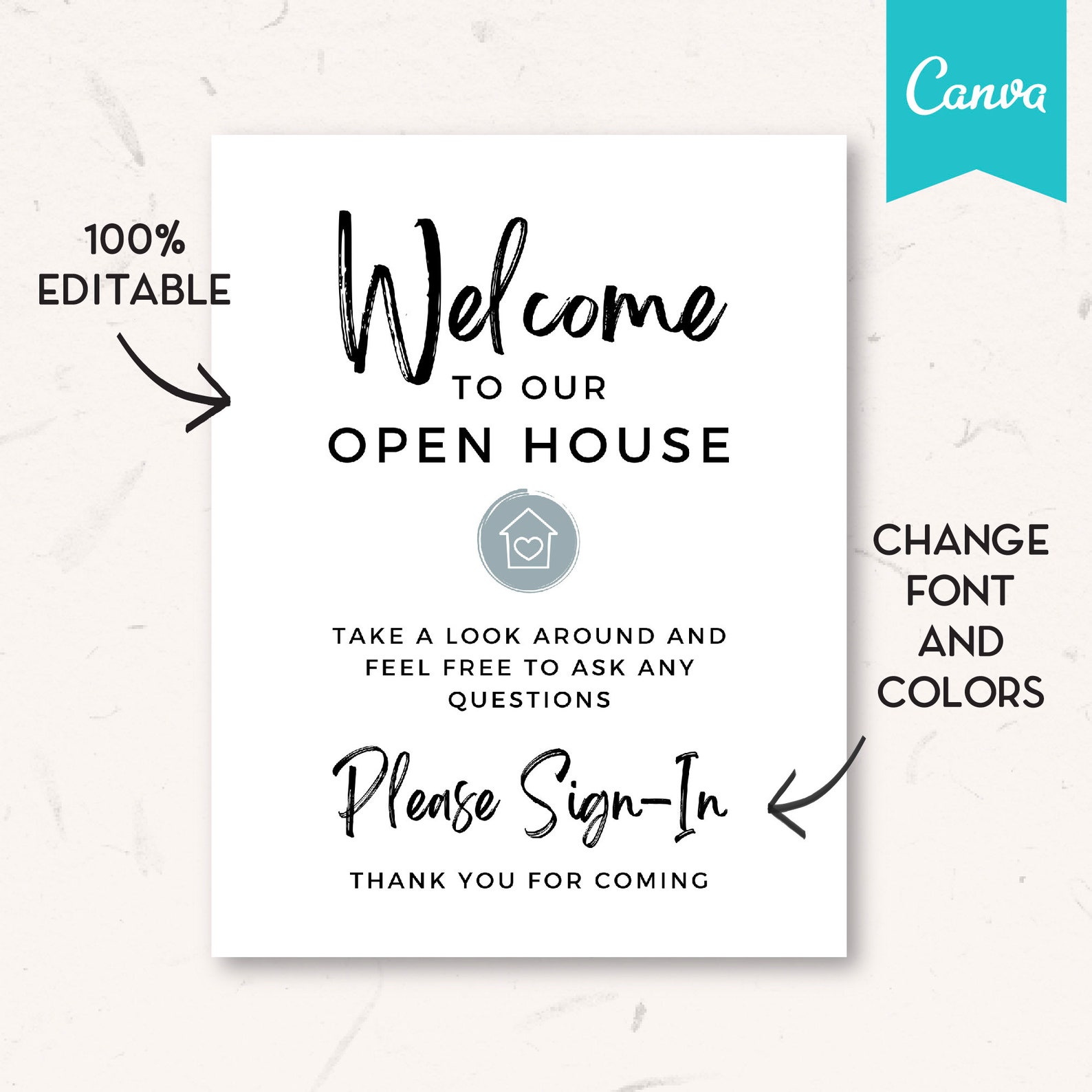 Open House Welcome Sheet Printable, Open House Welcome Sign, Real ...