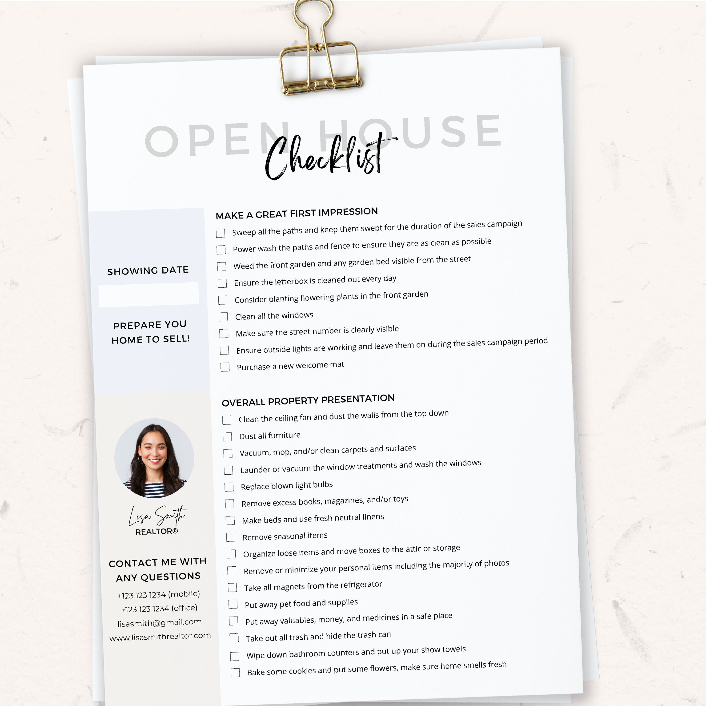 Real Estate Open House Checklist, Showing Checklist, Home Seller ...