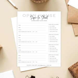 Open House Sign in Sheet, Open House Questionnaire, Open House Welcome ...