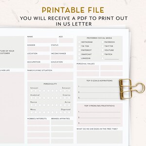 Ideal Customer, Target Audience Template, Customer Profile Worksheet ...