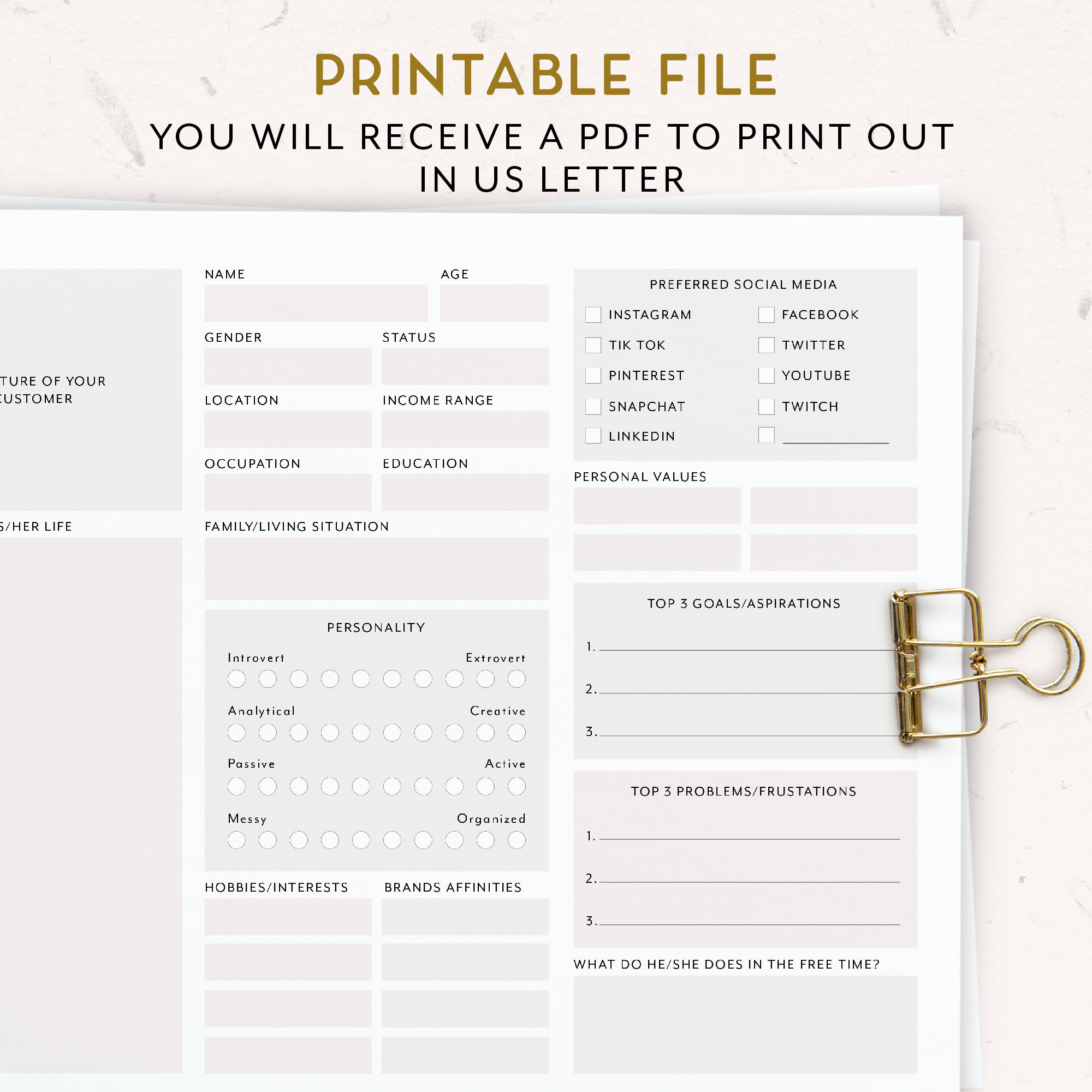 Ideal Customer Target Audience Template Customer Profile - Etsy