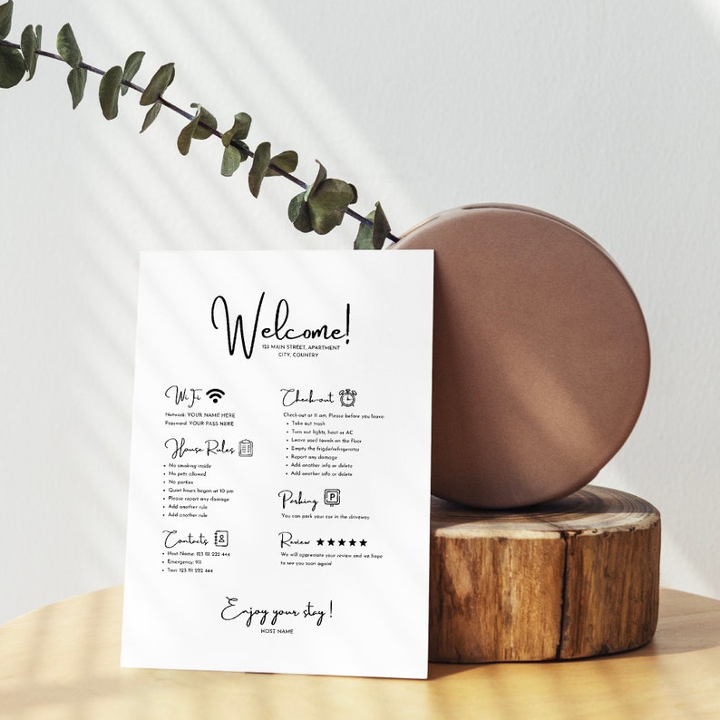 Vacation Rental Welcome Sign Template, Vacation Rental House Rules ...