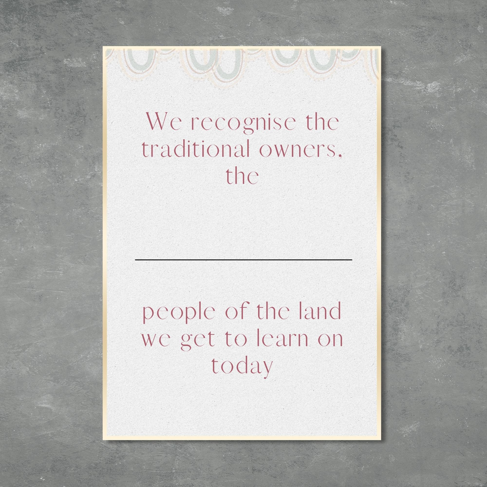 Traditional Owner Recognition DIGITAL DOWNLOAD Printable Resource ...